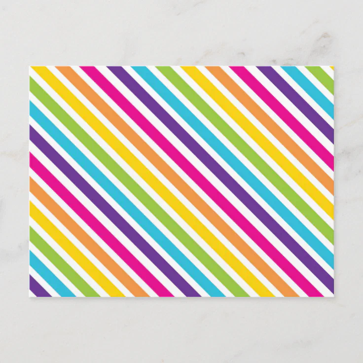 Colorful Rainbow Diagonal Stripes Gifts for Teens Postcard | Zazzle