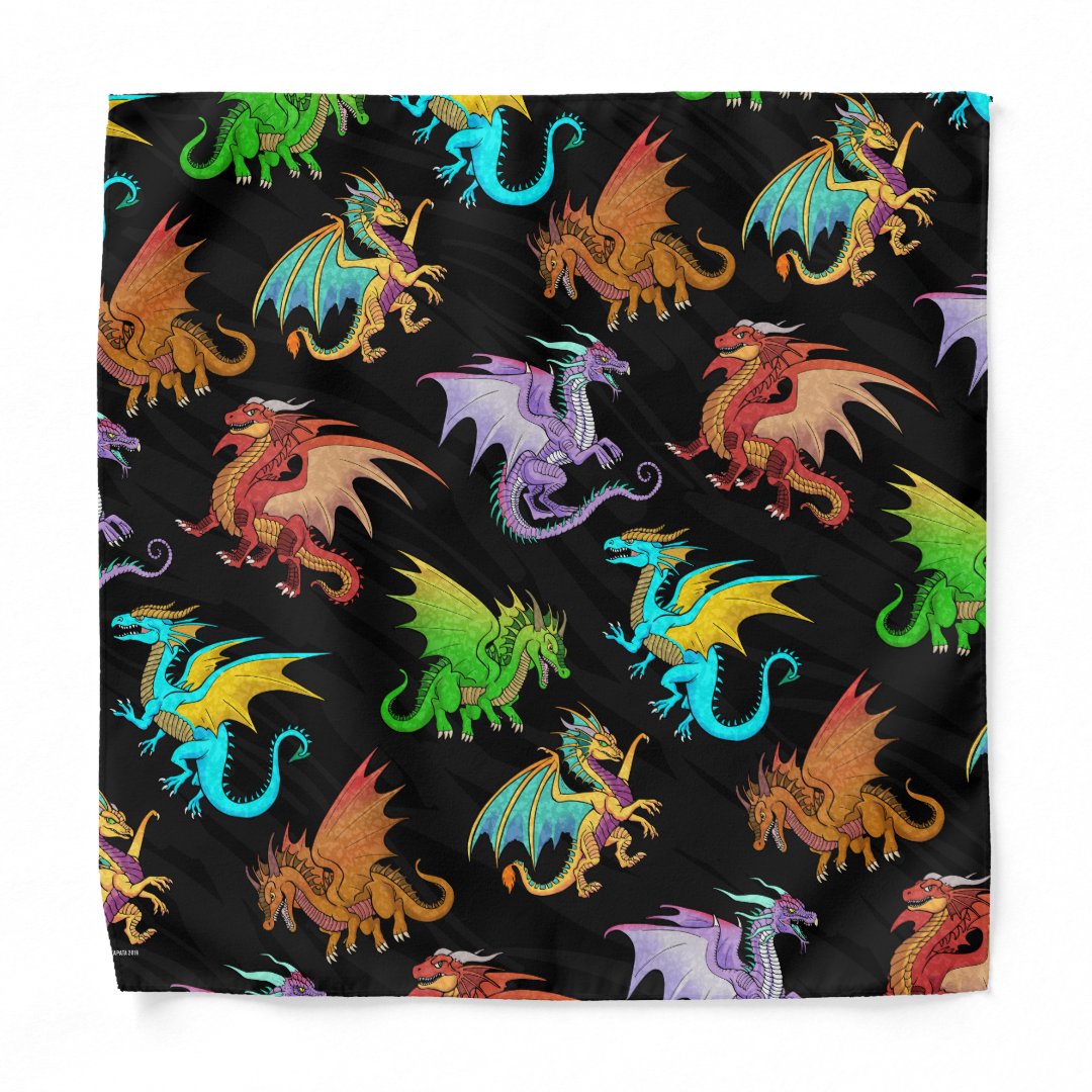 Colorful Rainbow Dragons School Bandana | Zazzle