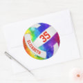 colorful rainbow girls personalized volleyball classic round sticker ...