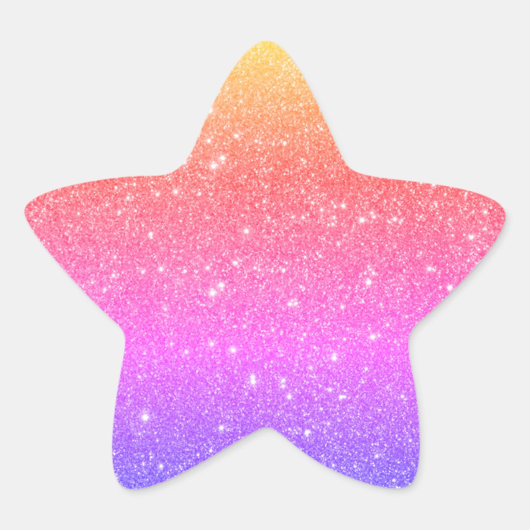 Colorful Rainbow Glitter Star Sticker | Zazzle