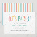 Colorful rainbow lets party birthday invitation. | Zazzle