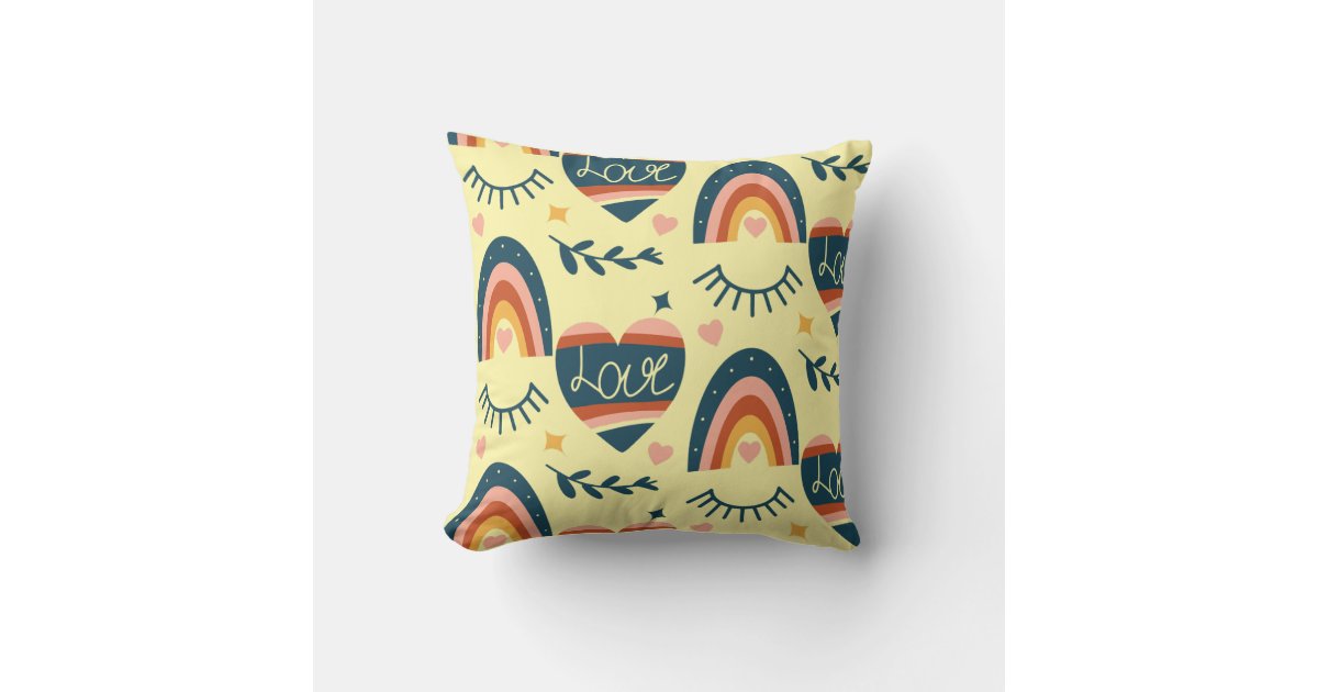 Colorful Rainbow Love Throw Pillow | Zazzle