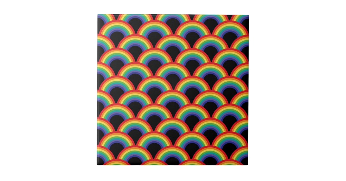 Colorful Rainbow Pattern Ceramic Tile | Zazzle