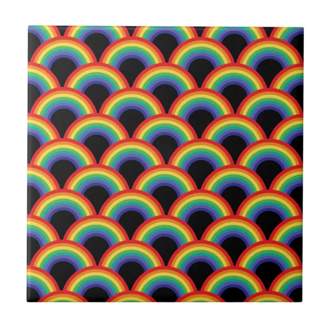 Colorful Rainbow Pattern Ceramic Tile | Zazzle