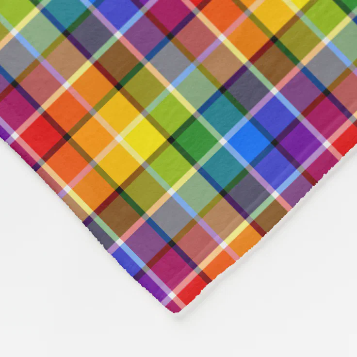 Colorful Rainbow Plaid Fleece Blanket | Zazzle