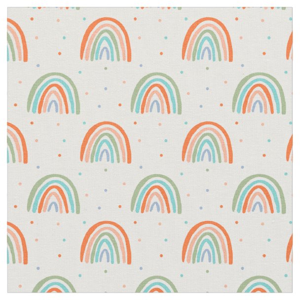 Colorful Rainbow Colors Polka Dots White Fabric | Zazzle
