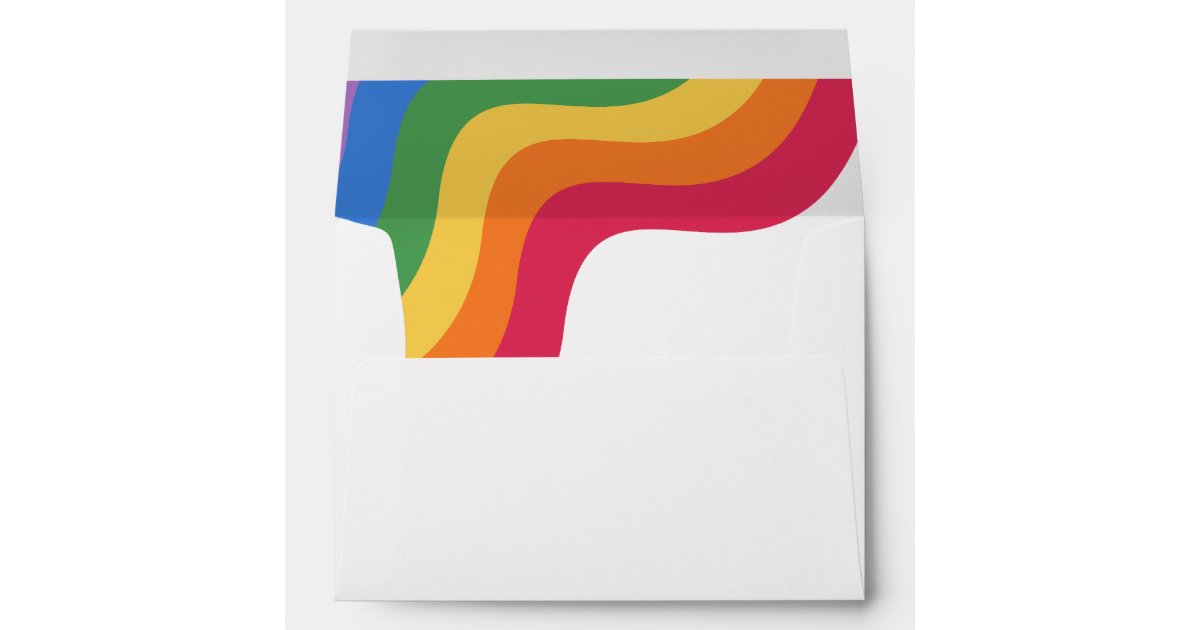 Colorful Rainbow Pride Stripes LGBTQ Gay Wedding Envelope | Zazzle