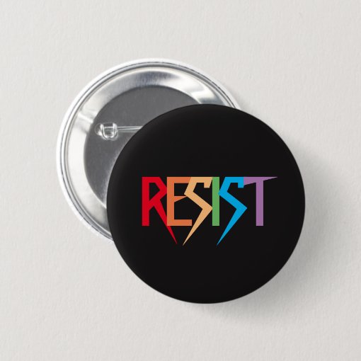 Colorful Rainbow Resist Button | Zazzle