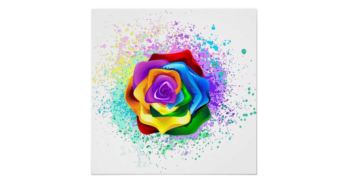 Colorful Rainbow Rose Poster | Zazzle