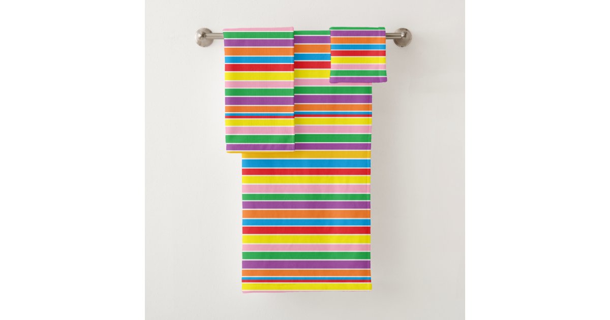 Colorful Rainbow Stripes Bath Towel Set | Zazzle