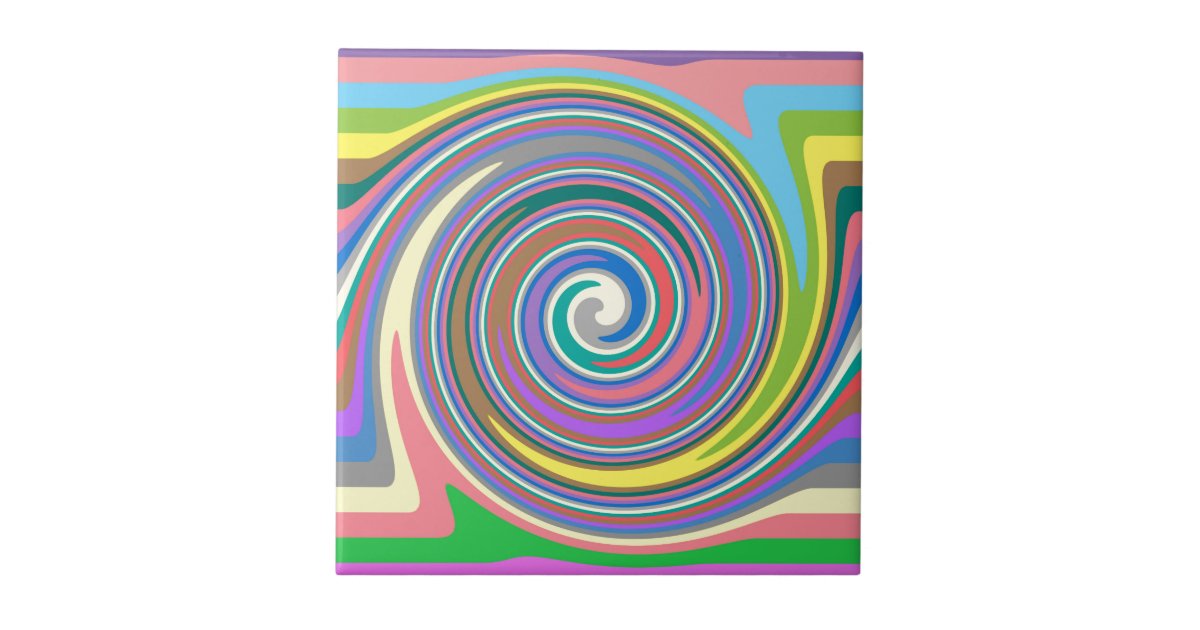 Colorful rainbow swirl pattern ceramic tile | Zazzle