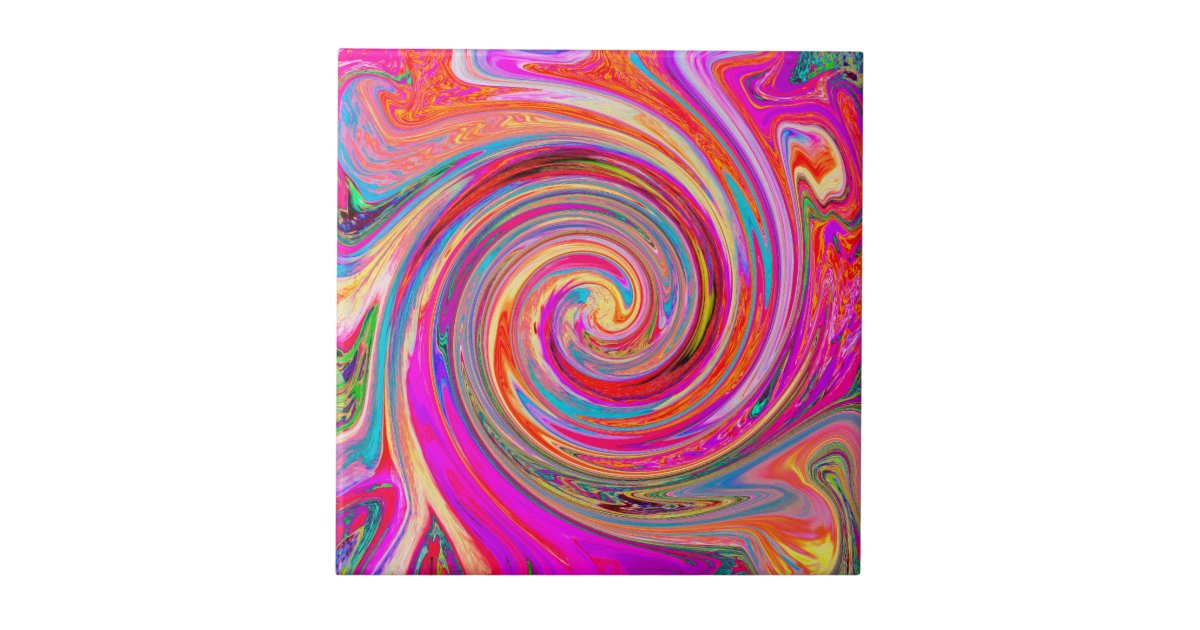 Colorful Rainbow Swirl Retro Abstract Design Ceramic Tile | Zazzle