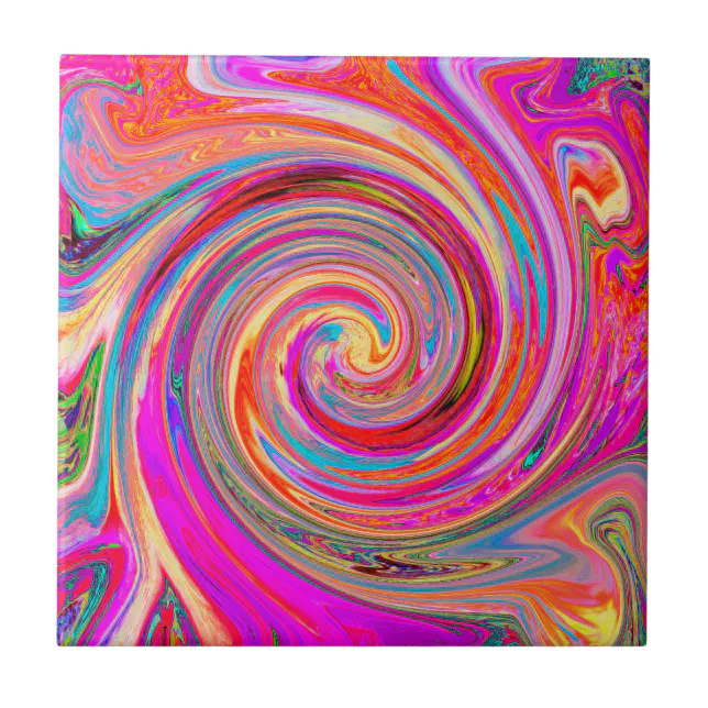 Colorful Rainbow Swirl Retro Abstract Design Ceramic Tile | Zazzle