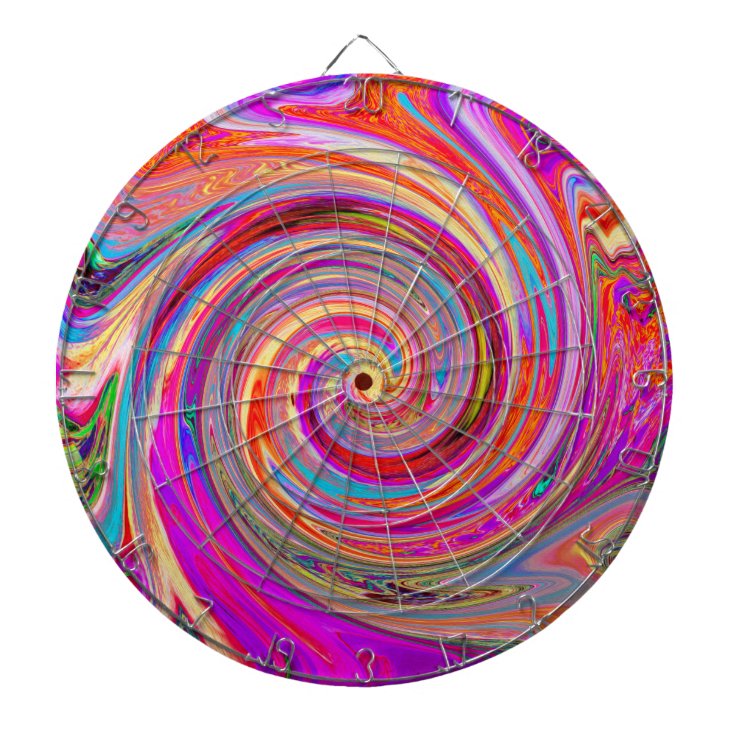 Colorful Rainbow Swirl Retro Abstract Design Dart Board | Zazzle