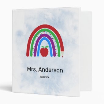 Colorful Rainbow Teacher Lesson Plans 3 Ring Binder | Zazzle