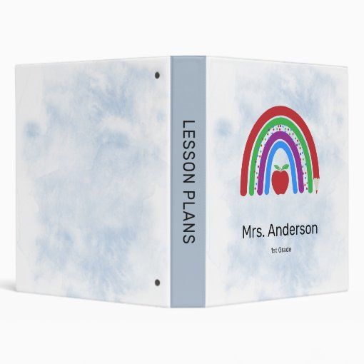 Colorful Rainbow Teacher Lesson Plans 3 Ring Binder | Zazzle