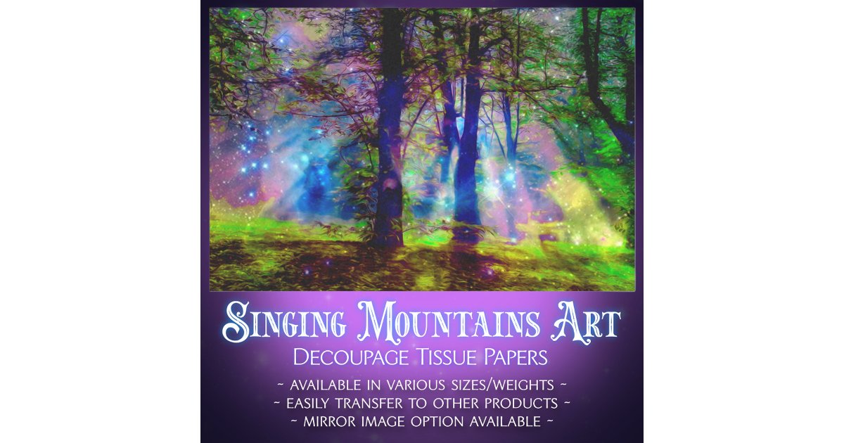 Colorful Rainbow Trees Magical Forest Decoupage Tissue Paper | Zazzle