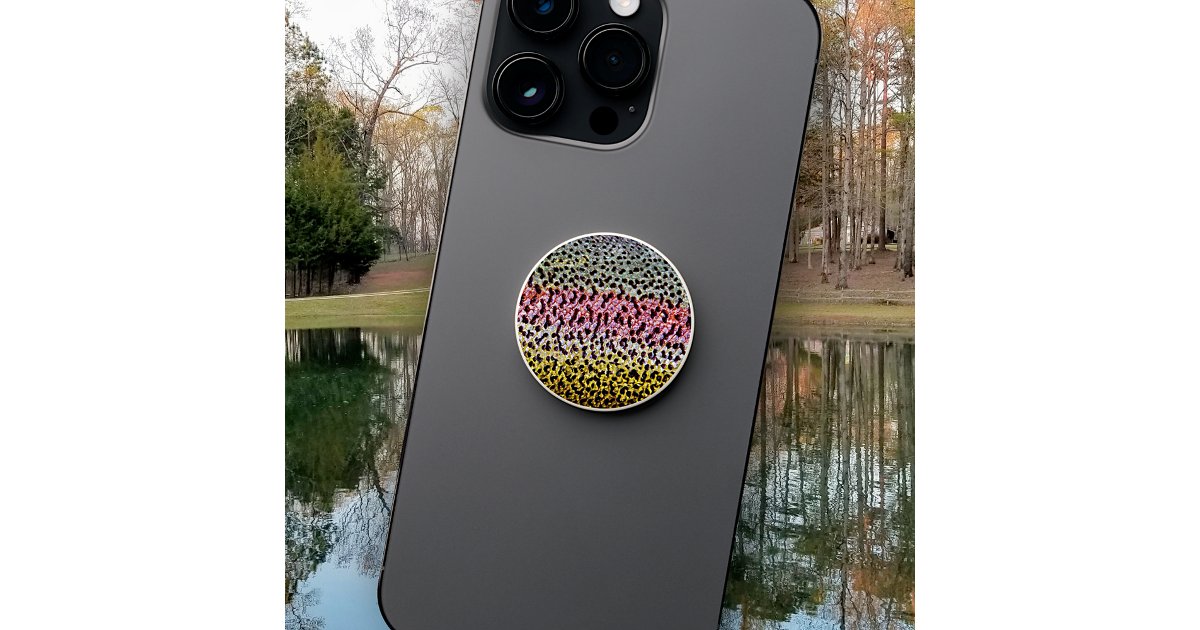 Colorful Rainbow Trout Fish Scales Texture Pattern PopSocket | Zazzle