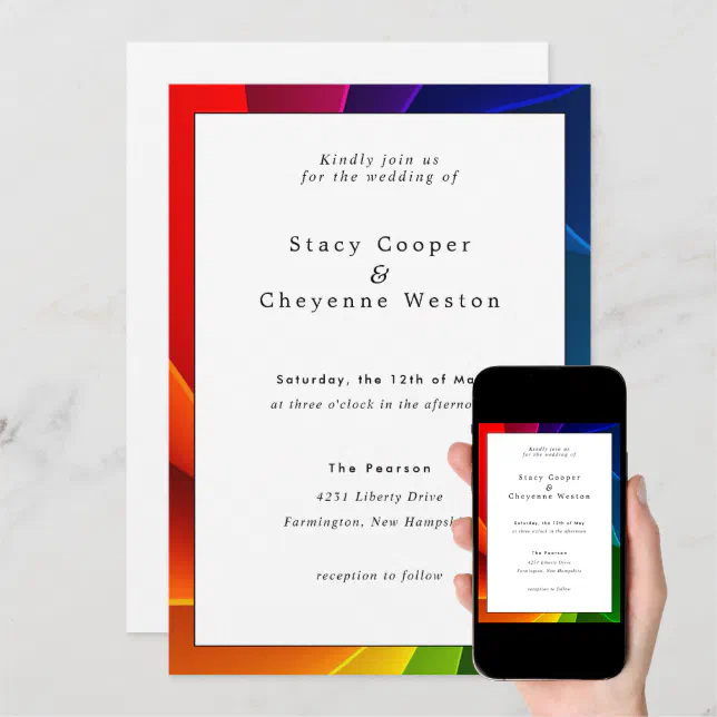Colorful Rainbow Wedding Invitation | Zazzle