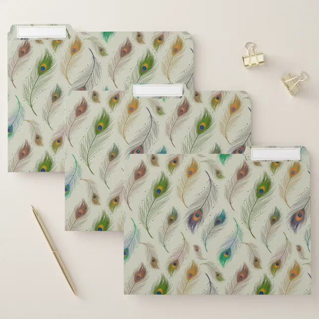 Colorful Realistic Peacock Bird Feathers File Folder | Zazzle