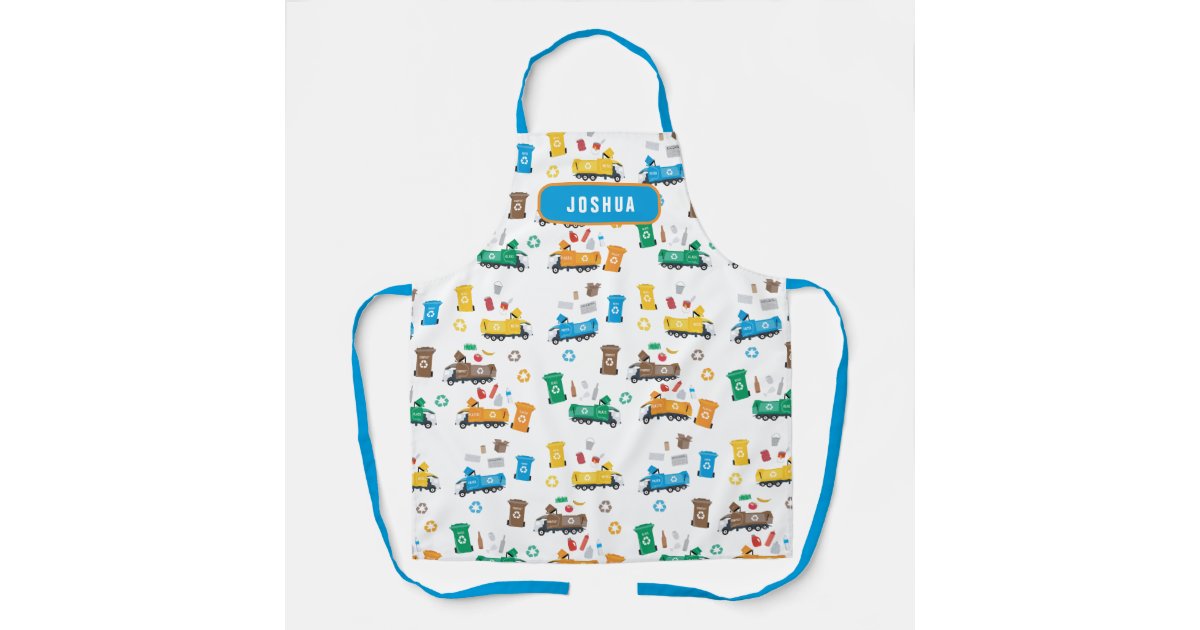 Colorful Recycling Garbage Trucks & Bins Apron | Zazzle