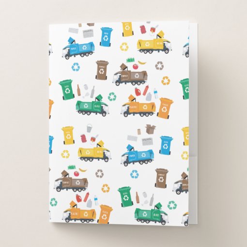 Colorful Recycling Garbage Trucks & Bins Pocket Folder | Zazzle