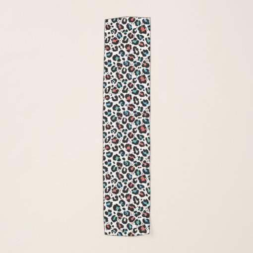 Colorful Red And Blue Leopard Print Chiffon Scarf | Zazzle