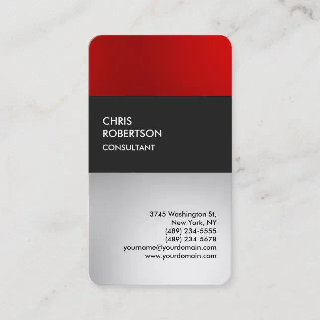 Colorful Red Gray Rounded Business Profile Card | Zazzle