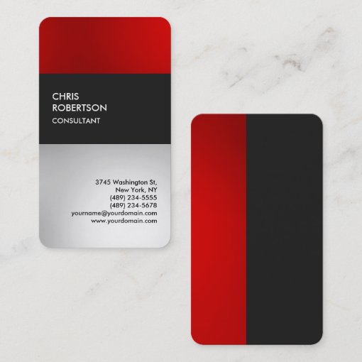 Colorful Red Gray Rounded Business Profile Card | Zazzle