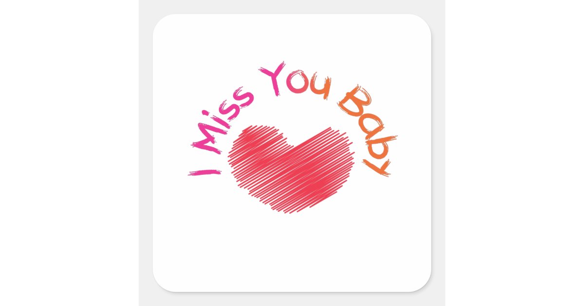 Colorful red I miss you with heart doddle Square Sticker | Zazzle