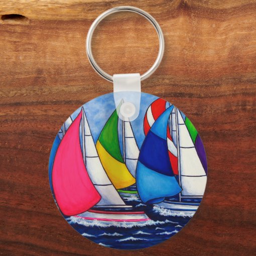 Colorful Regatta Sailing Key Chain | Zazzle
