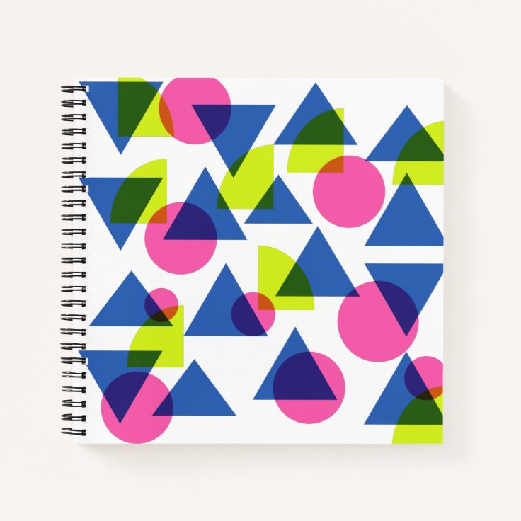 Colorful Retro 90s Neon Geometric Shapes Notebook | Zazzle