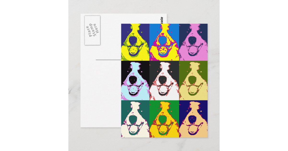 Colorful Retro Border Collie Pop Art Horizontal Postcard | Zazzle
