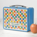 Colorful Retro Checkered Personalized Metal Lunch Box | Zazzle