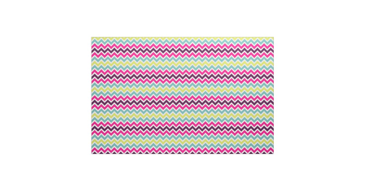 Colorful Retro Chevron Pattern Fabric | Zazzle
