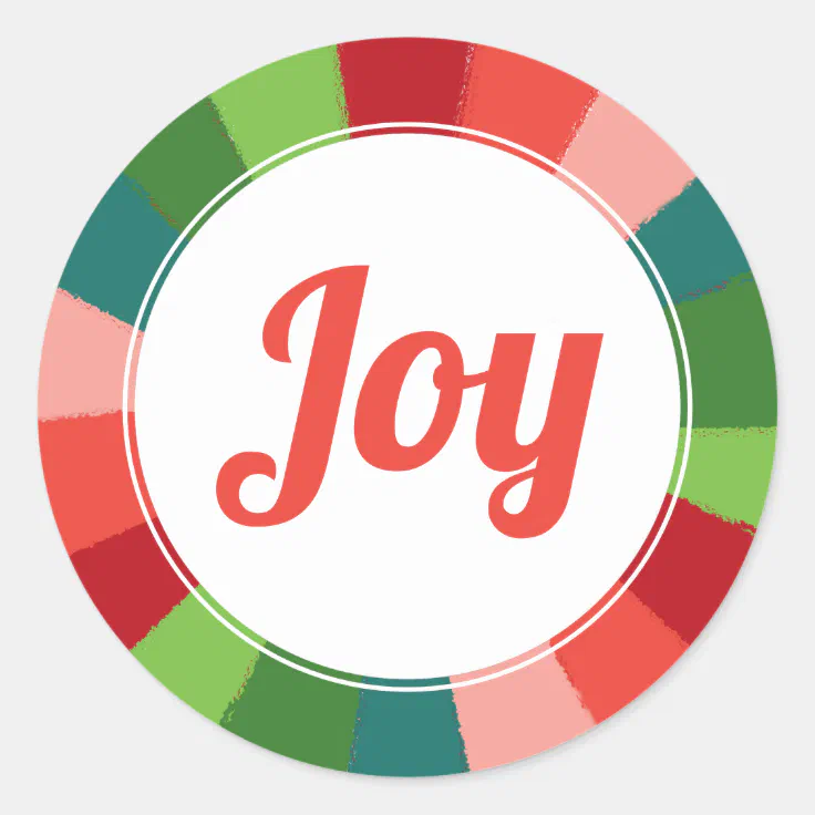 Colorful Retro Color Wheel Joy Christmas Holiday Classic Round Sticker ...