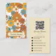 Colorful Retro Flower Pattern QR Code Social Media Business Card | Zazzle