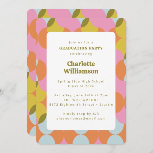 Colorful Retro Geometric Fun Unique Graduation Invitation | Zazzle