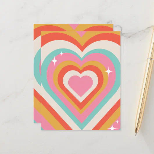 Colorful Retro Hearts with Sparkles | Valentine | Zazzle