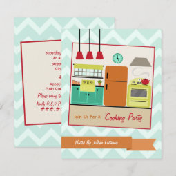 Colorful Retro Kitchen Cooking Party Invite | Zazzle