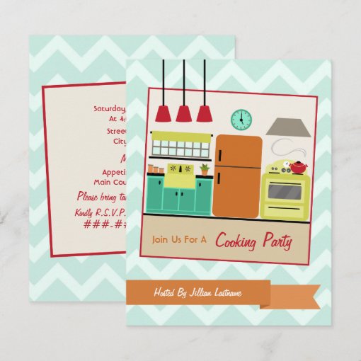 Colorful Retro Kitchen Cooking Party Invite | Zazzle