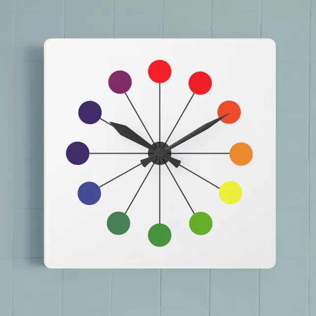 Colorful Retro Mid Century Modern Square Clock | Zazzle