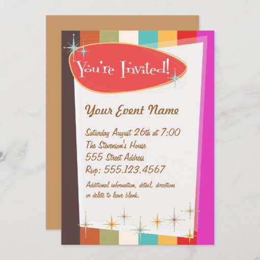 Colorful Retro Party Invitation | Zazzle