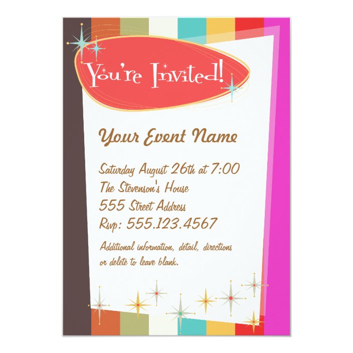 Colorful Retro Party Invitation | Zazzle.com