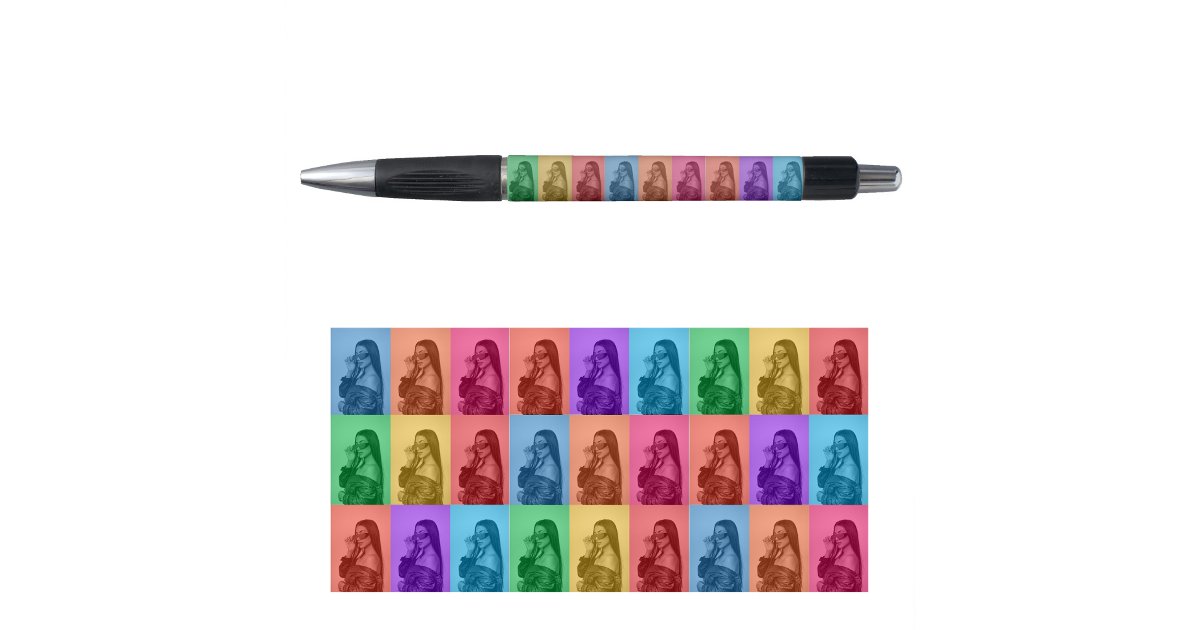 Colorful Retro Pop Art Modern Custom Photo Grid Pen | Zazzle