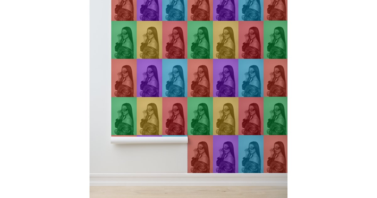 Colorful Retro Pop Art Modern Custom Photo Grid Wallpaper | Zazzle