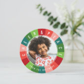 Colorful Retro Rainbow Circle Photo Christmas Holiday Card | Zazzle