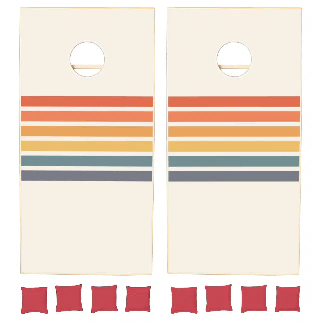Colorful retro rays of the 70s and 80s cornhole set | Zazzle