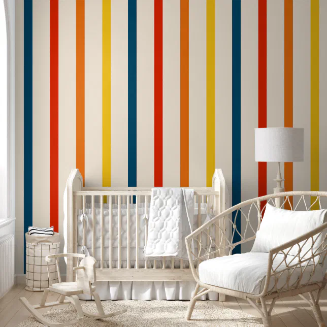 Colorful Retro Striped Wallpaper | Zazzle
