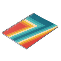Colorful Retro Stripes - 70s 80s Design Notebook | Zazzle